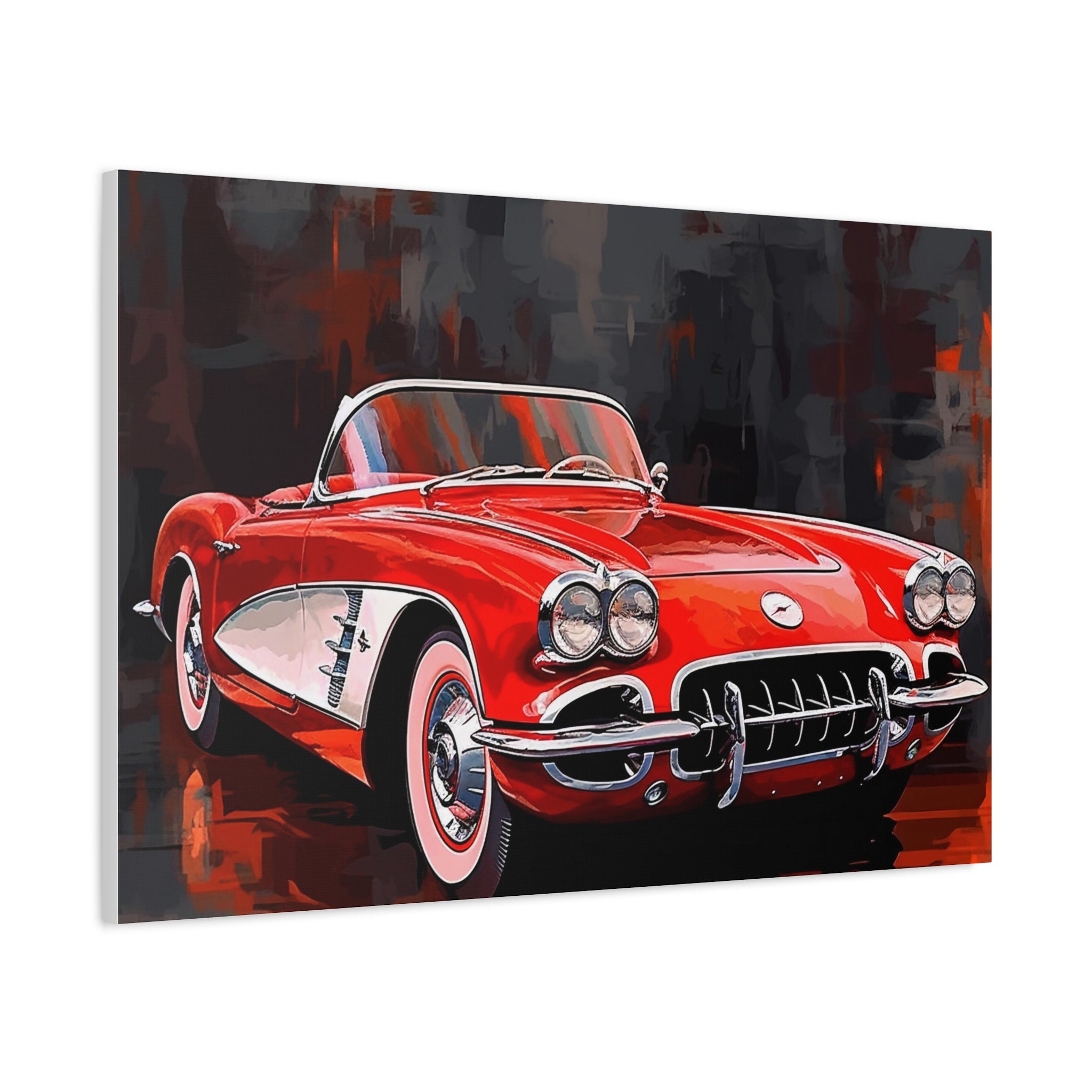 1960 Red Corvette Fine Art Canvas Vintage Corvette Red Corvette Lover ...