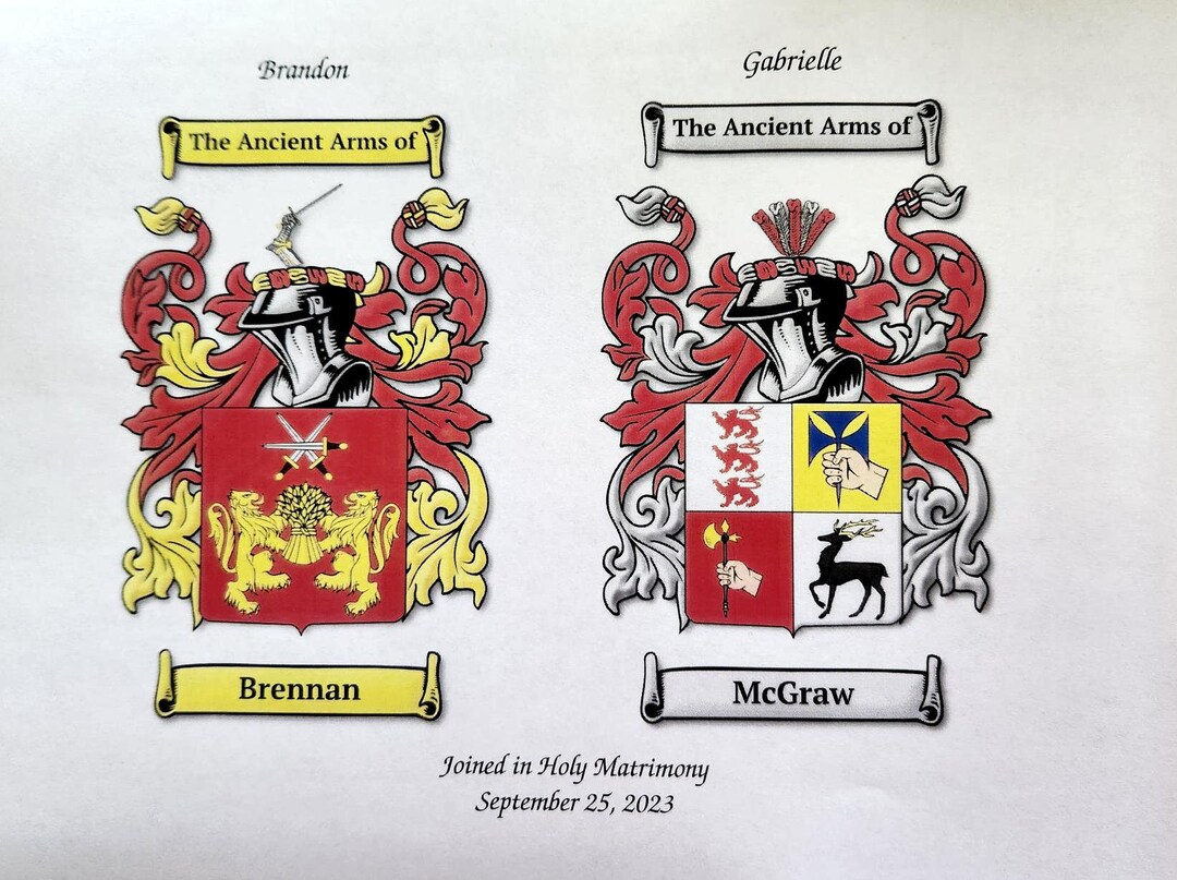 Wedding Coat of Arms, Wedding Gifts, Personalized Gifts, Family Crest ...