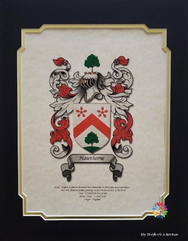 Coat of Arms With Mat, Family Crest, Family Crest Prints, Family Crest ...