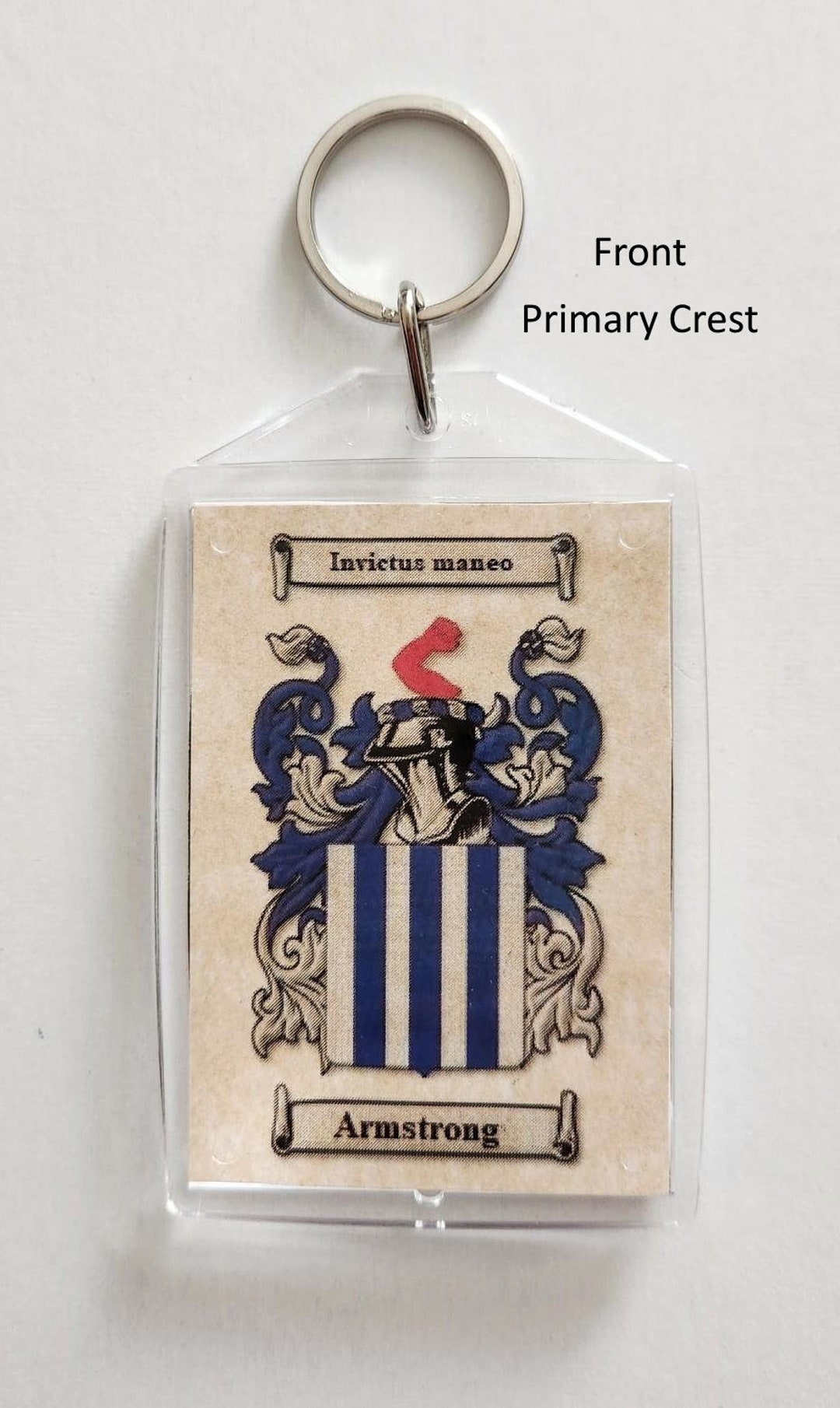 2 Family Crests Keychain, Double Sided Keyrings, Clear Acrylic Keytag ...