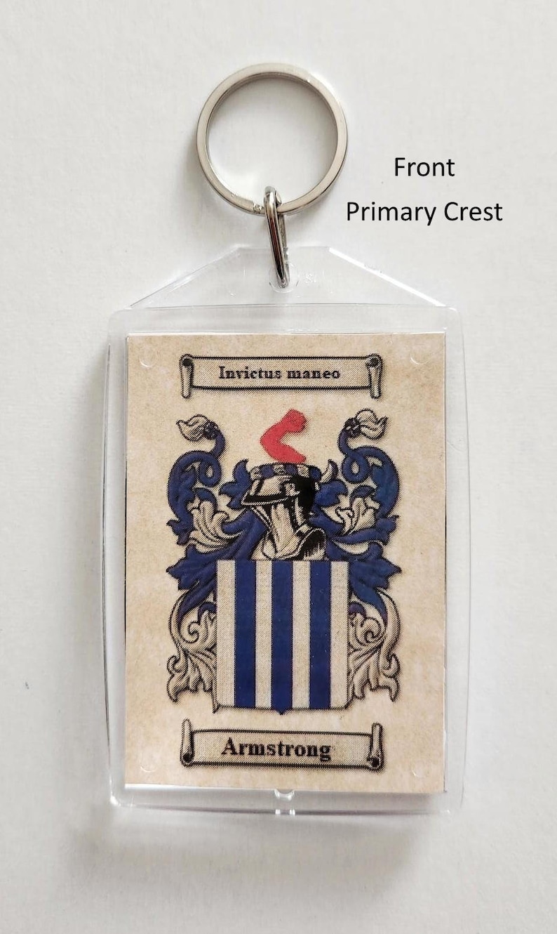 2 Family Crests Keychain, Double Sided Keyrings, Clear Acrylic Keytag ...