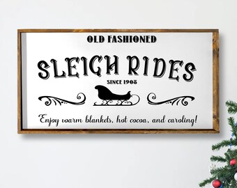 Sleigh Rides MDF Wood Sign With Red Buffalo Plaid and Snowflakes ...