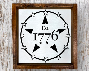 Wood Sign Independence Day Fourth of July Established 1776 Farmhouse ...
