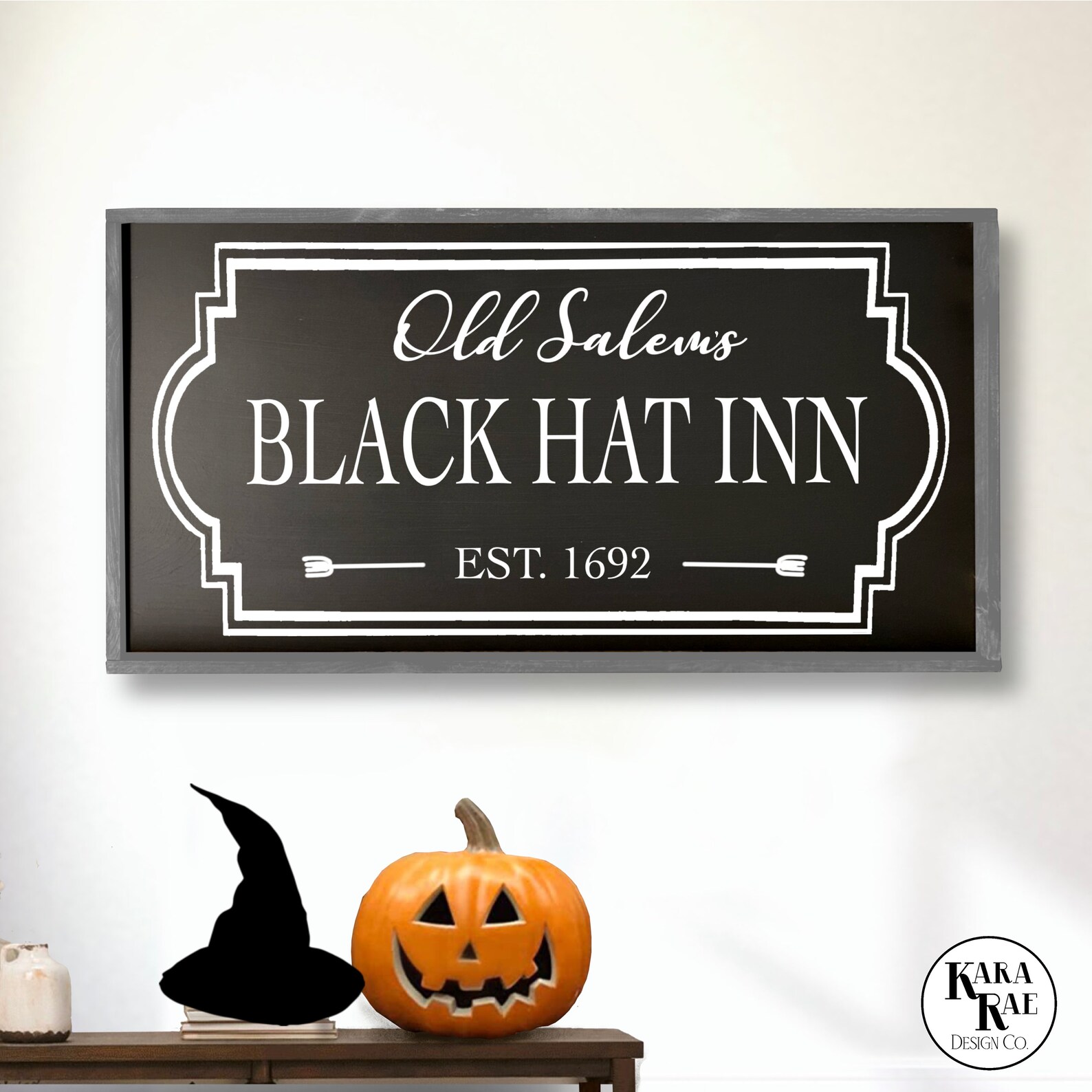 Old Salem’s Black Hat Inn | Wood Sign | Halloween Decor | Halloween ...