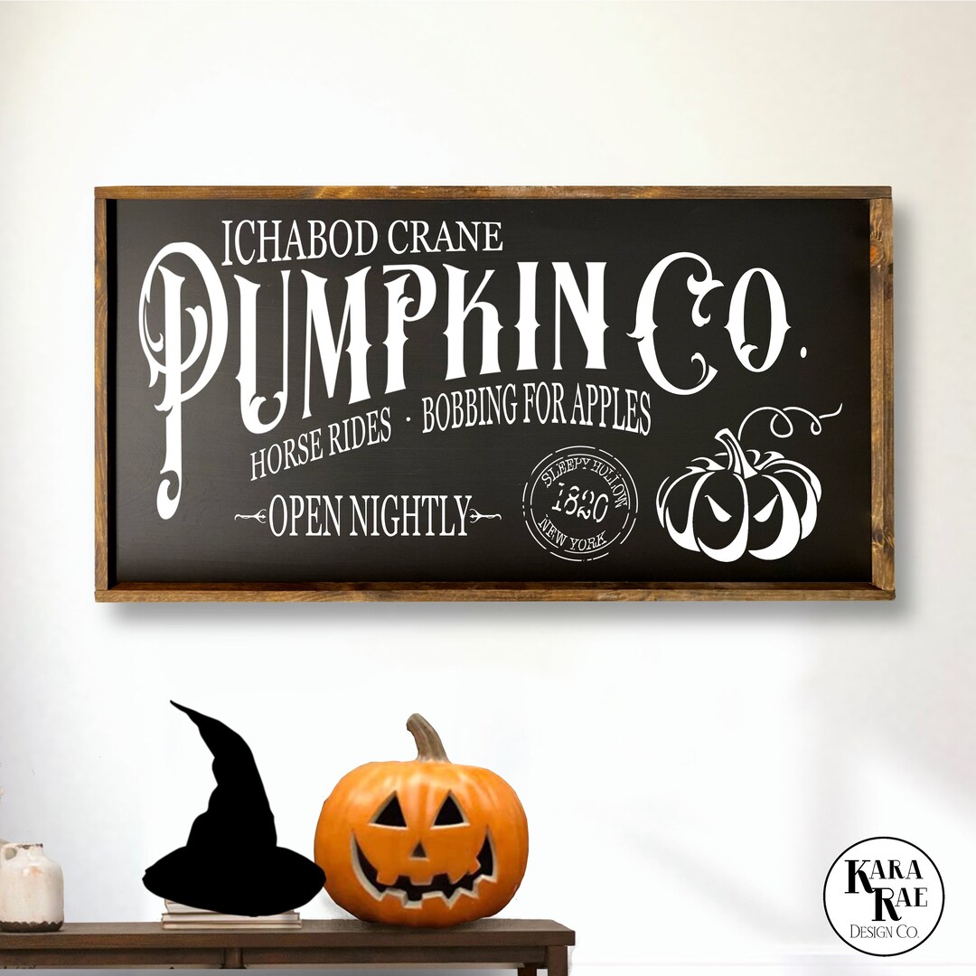 Ichabod Crane Pumpkin Co. | Wood Sign | Halloween Decor - Etsy