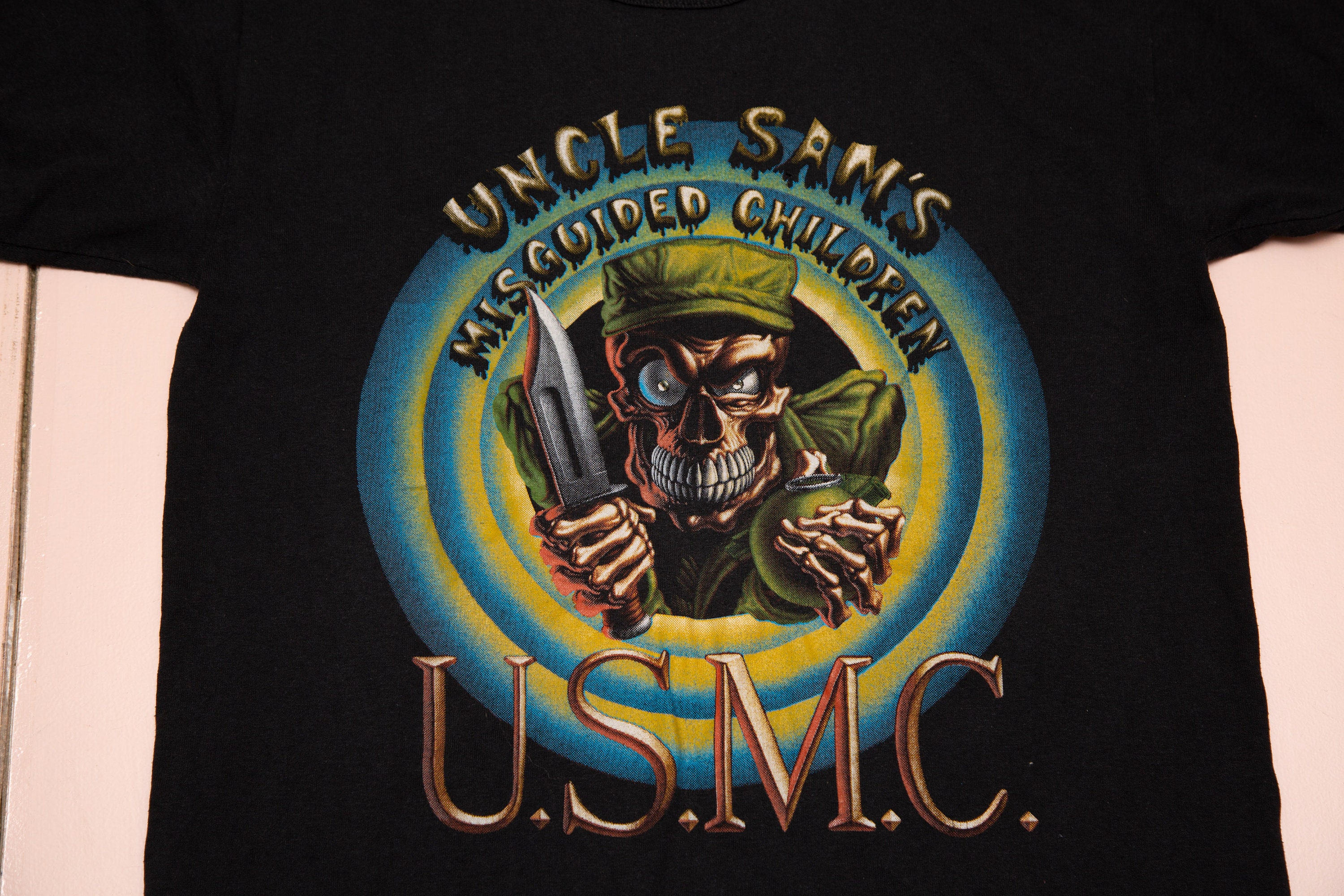 Vtg U.S.M.C. Uncle Sam's Misguided Children Single Stitch Black T-shirt ...