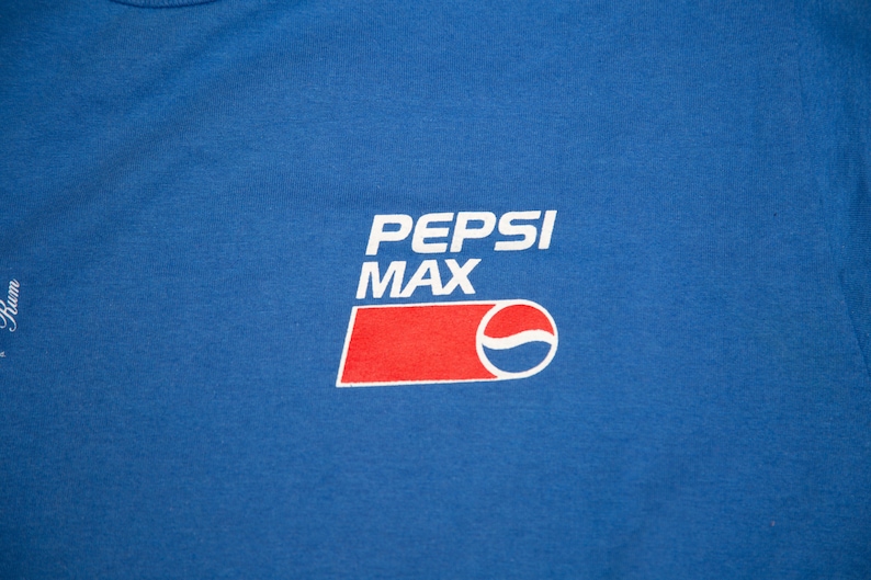 Vtg PEPSI MAX and BACARDI Rum 90's Single Stitch Blue T-shirt, Order A ...