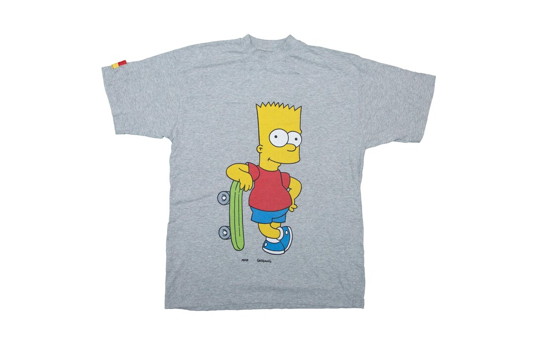 Vtg the SIMPSONS Bart Simpson 1999 Grey T-shirt, Bart Skateboarding, Sz ...