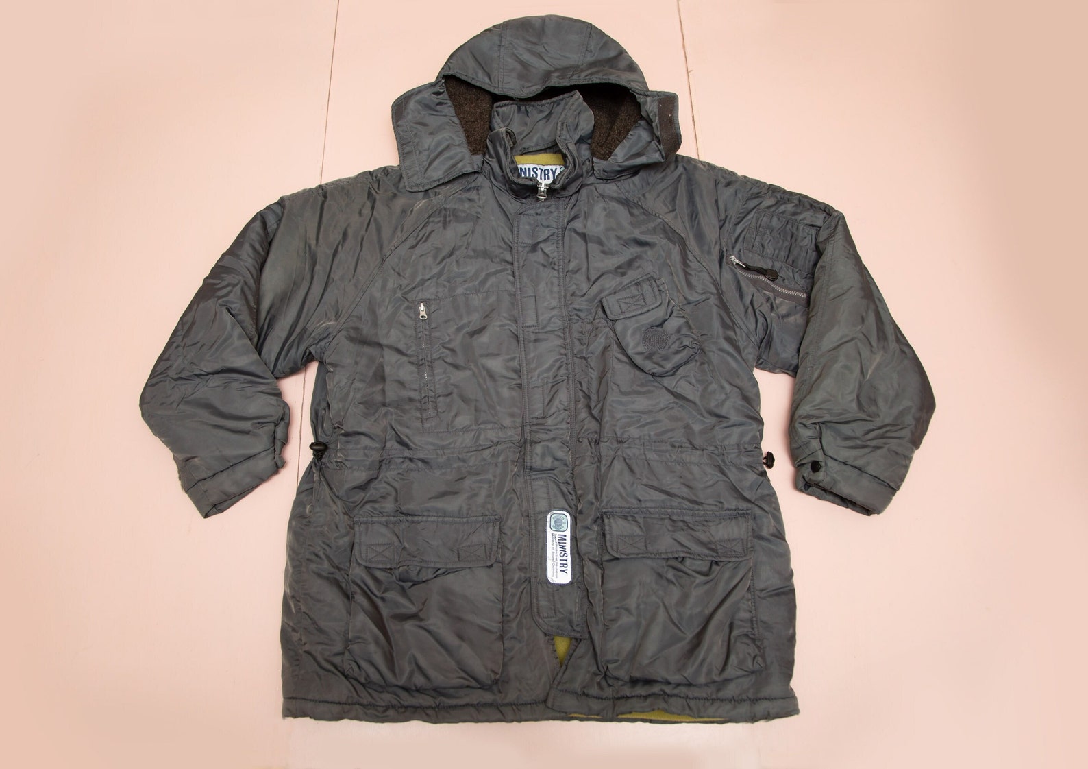 Vtg & Very Rare MINISTRY of SOUND Clothing Grey Long Bomber Style ...