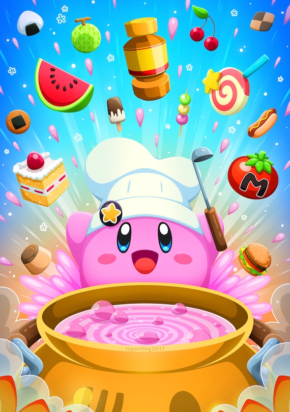 Kirby Chef Nintendo Art Illustration Computer Games Cute | Etsy