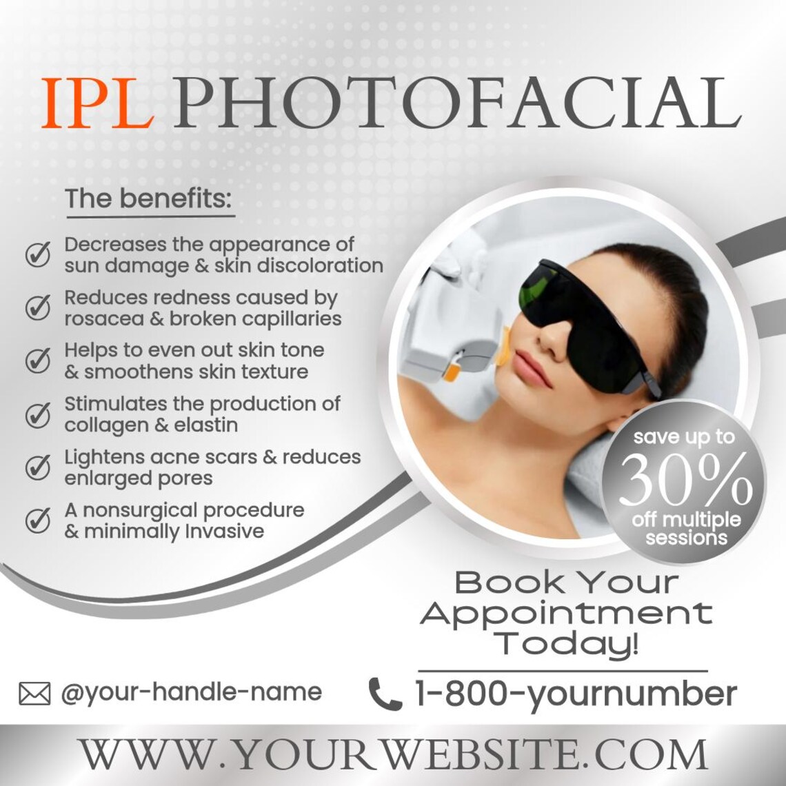 IPL Photofacial Flyer Template - Intense Pulsed Light Therapy Photo ...
