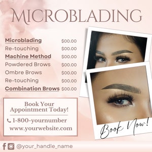 Microblading Flyer Template - Microblade Price List Flyers - Ombre ...