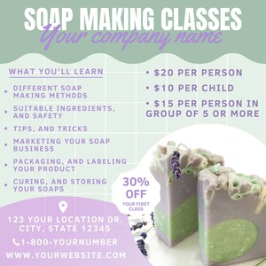 Soap Making Classes Flyer Template - Handmade Soap Maker Class Flyers ...