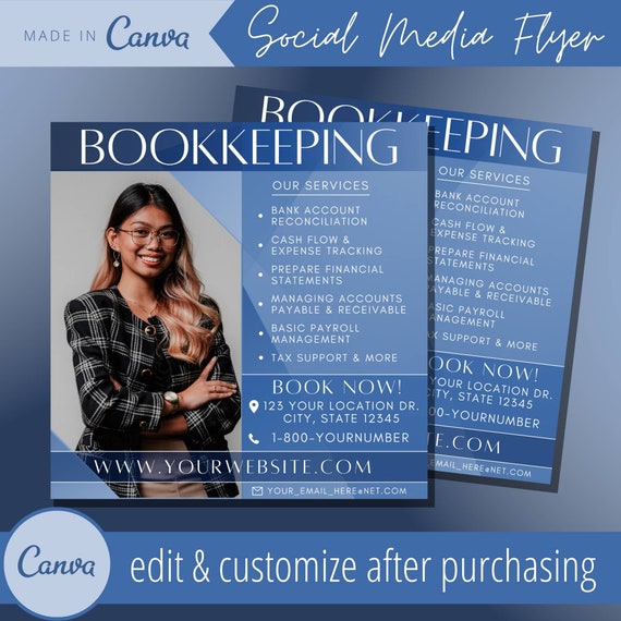 Bookkeeping Services Flyer Template Bookkeeper Service | Etsy