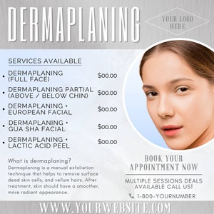 Dermaplaning Flyer Template - Med Spa Price List Templates ...
