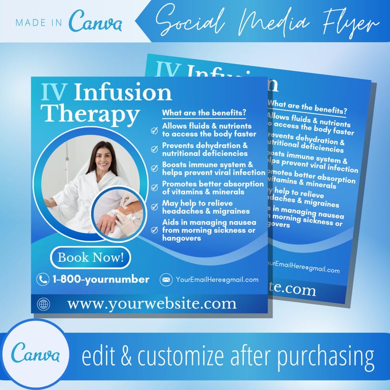 IV Infusion Therapy Flyer Template - Medical IV Drip Injections ...