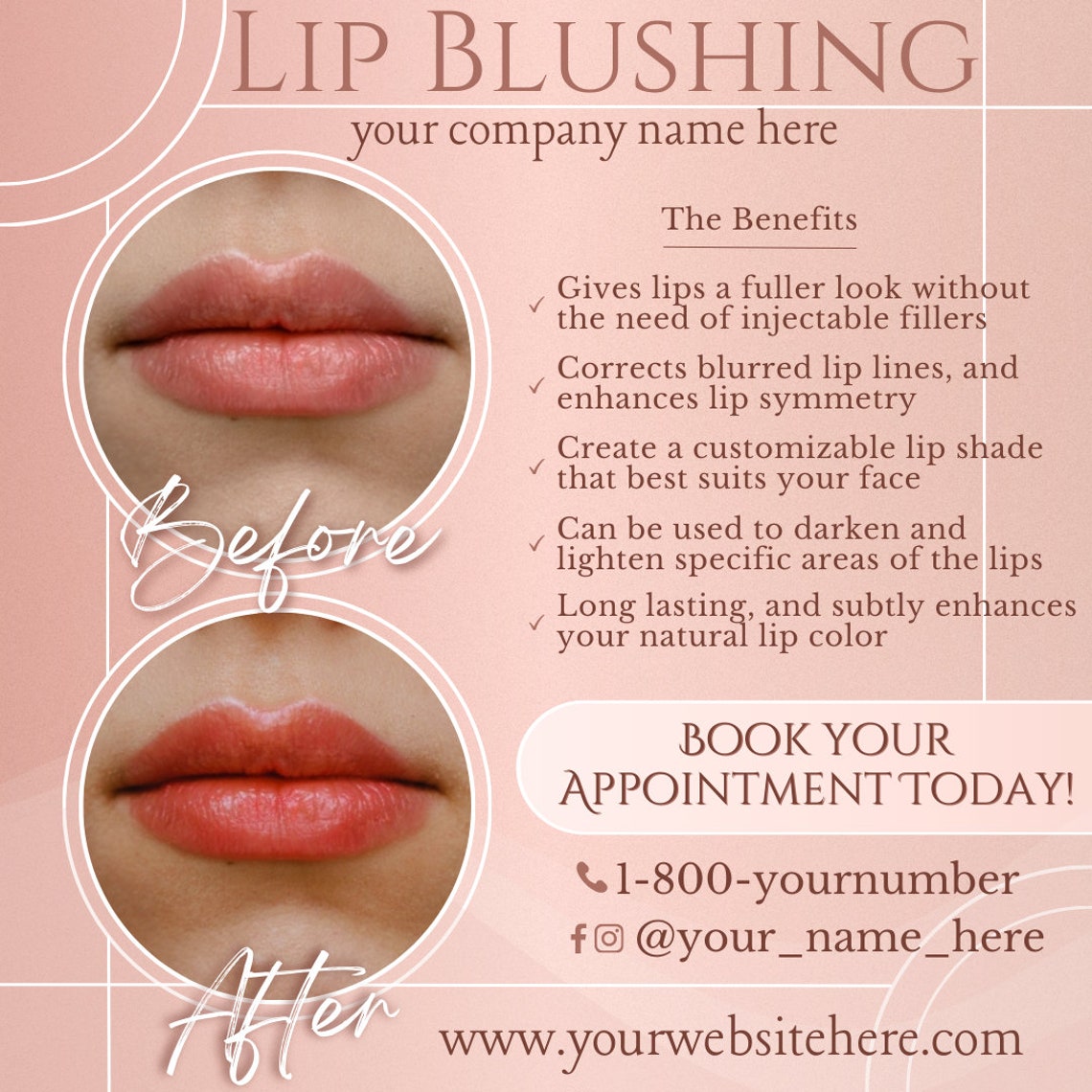 Lip Blushing Flyer Template - Lips Blush Flyers Templates - Lip Tinting ...