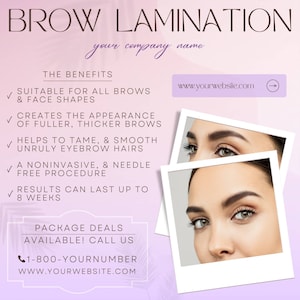 Brow Lamination Flyer Template - Editable Instagram Eyebrow Lift Perm ...
