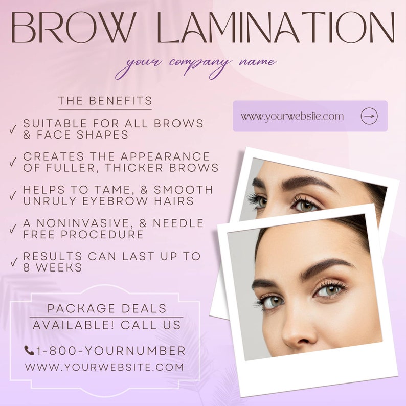 Brow Lamination Flyer Template - Editable Instagram Eyebrow Lift Perm ...