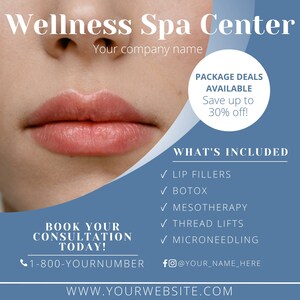 Med Spa Lip Fillers Flyer Template -editable Instagram Lips Injections ...