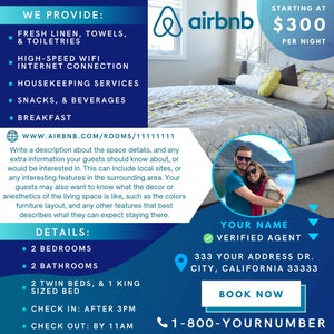 Airbnb Flyer Template - Editable Host Air Bnb Rentals Flyers Templates ...