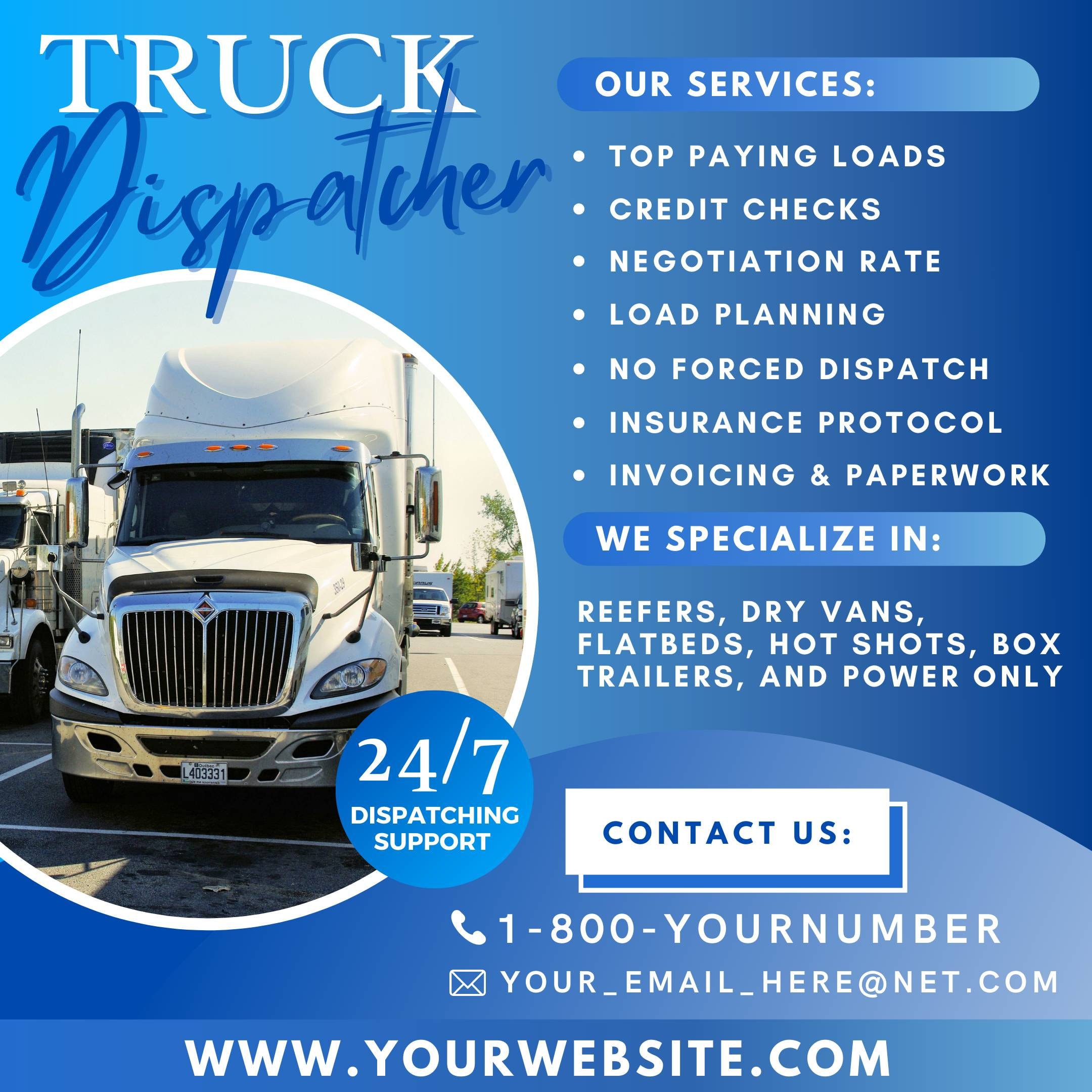 Truck Dispatcher Flyer Template - Trucking Dispatchers Service Flyers ...
