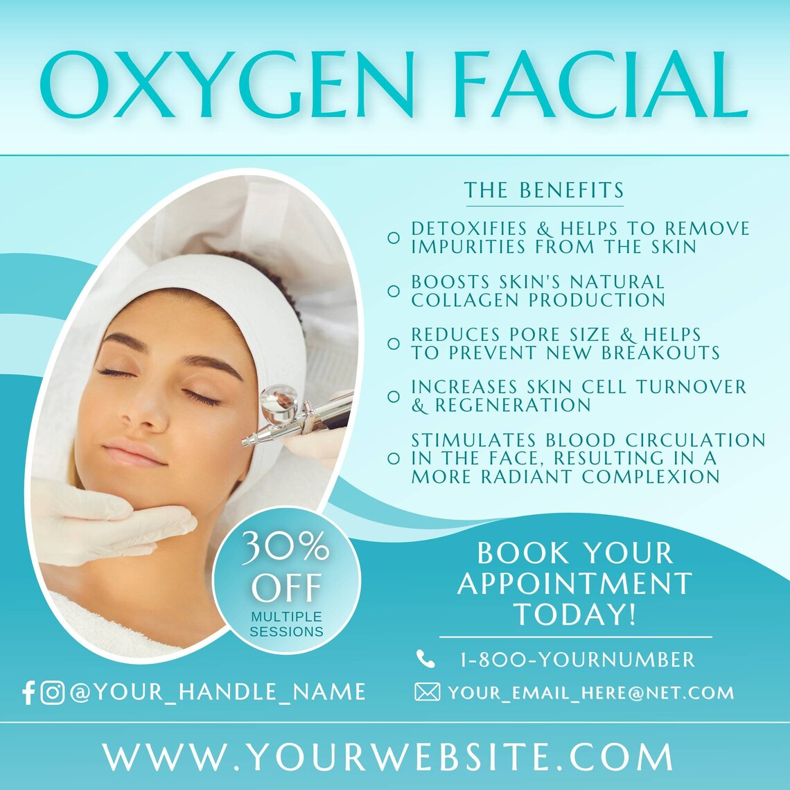 Oxygen Facial Treatment Flyer Template Instagram | Etsy