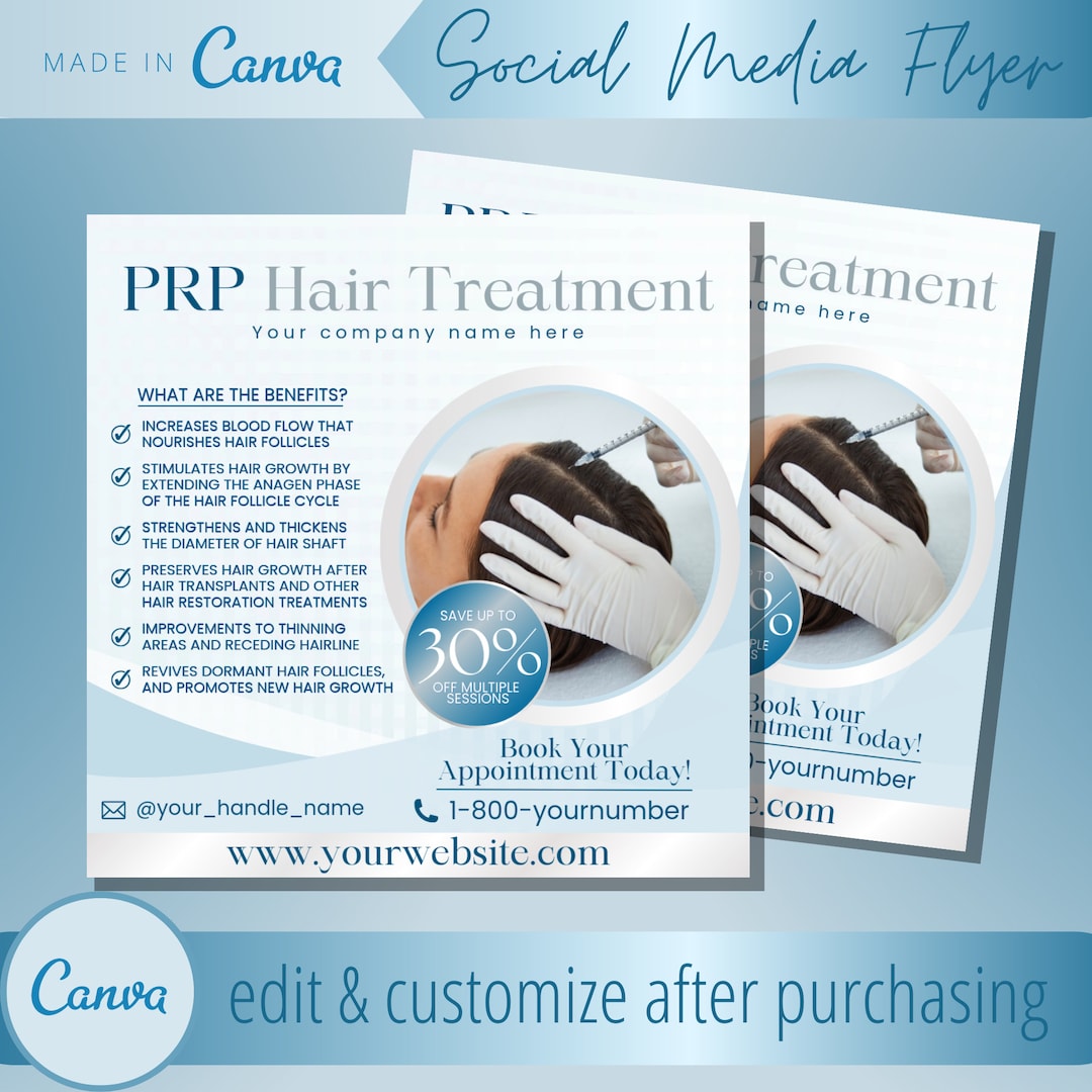 PRP Hair Treatment Flyer Template - Platelet Rich Plasma Injection ...