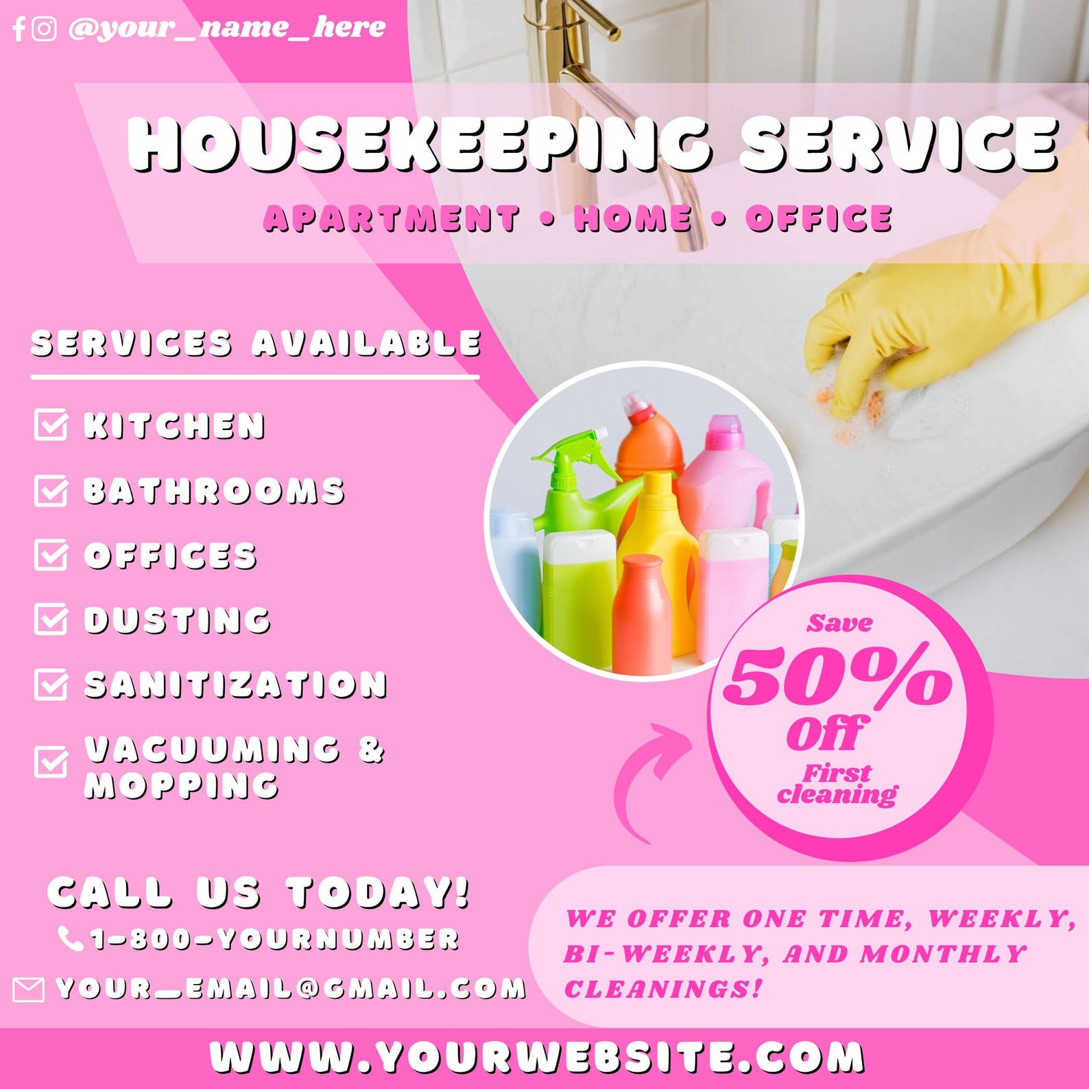 Housekeeping Flyer Template Instagram Home Cleaners - Etsy