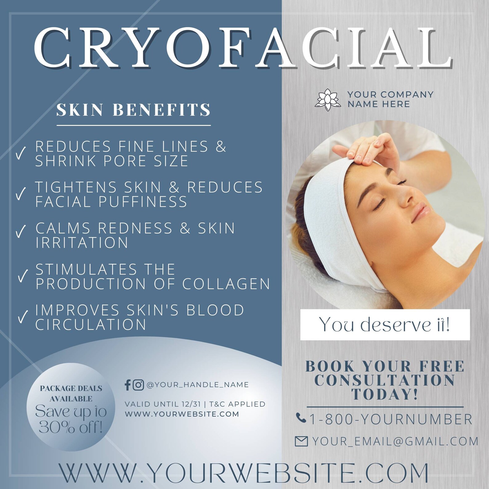 Cryofacial Flyer Template - Editable Instagram Cryo Facial Flyers ...