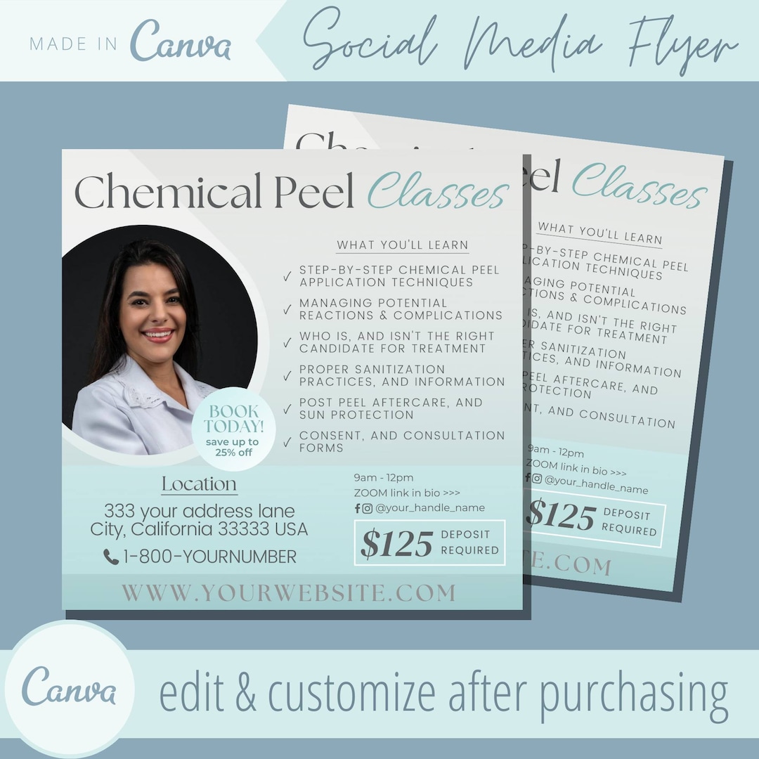 Chemical Peel Training Flyer Template - Trichloraetic Acid TCA Peels ...