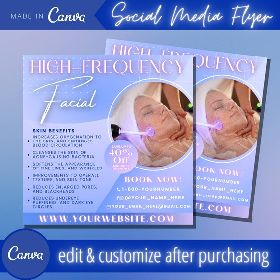 High Frequency Facial Flyer Template High-frequency Facials - Etsy