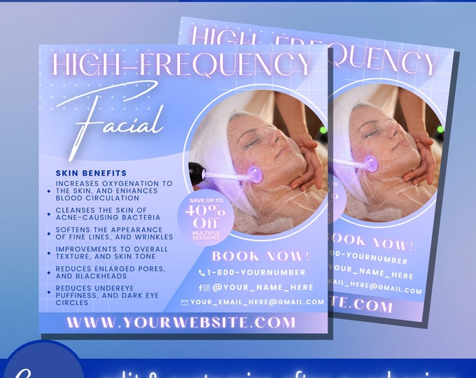 High Frequency Facial Flyer Template High-frequency Facials - Etsy