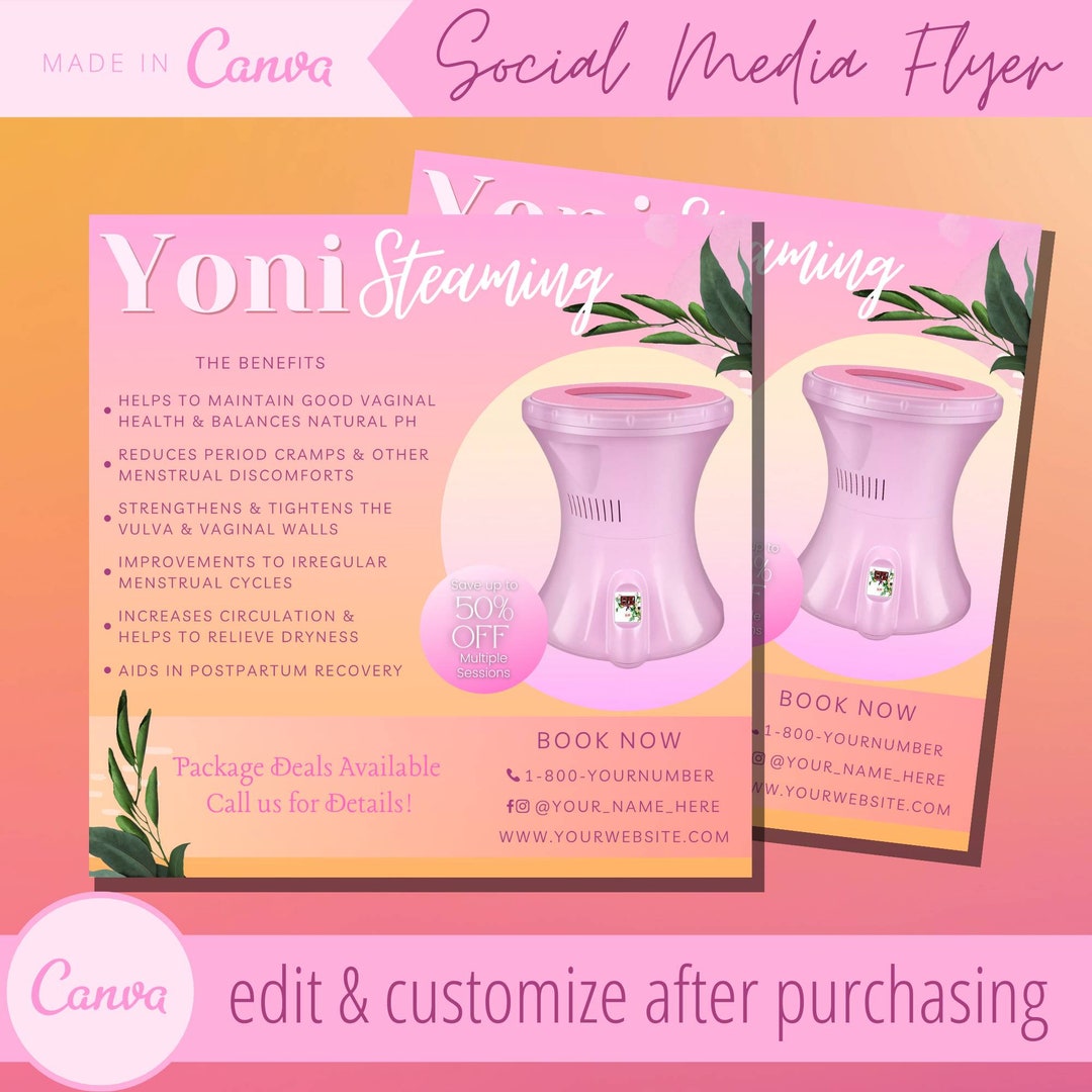 Yoni Steaming Flyer Template - Editable Yoni Steamer Vajacial Flyers ...