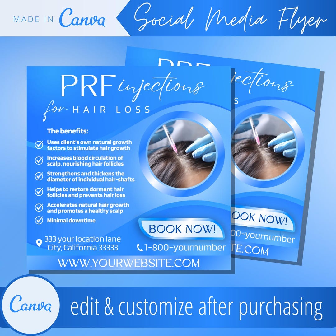 PRF Injections Flyer Template - Hair Loss Injection Treatment Flyers ...