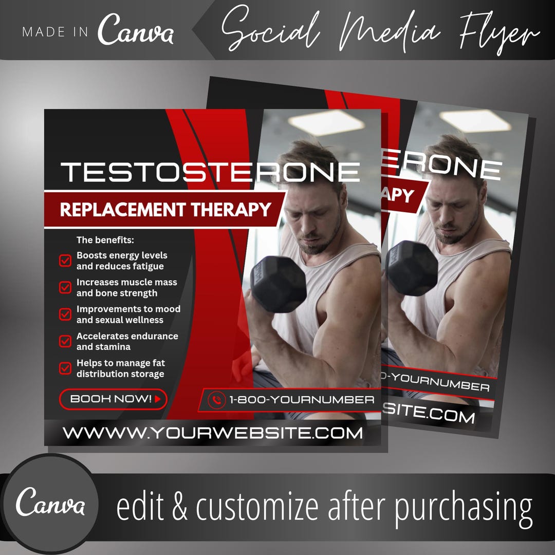 Testosterone Replacement Therapy Flyer Template -TRT Hormone Treatment ...