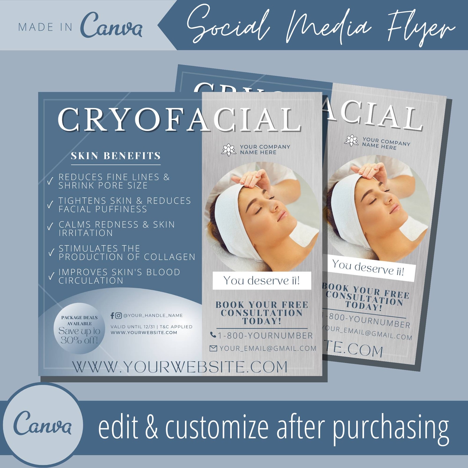 Cryofacial Flyer Template - Editable Instagram Cryo Facial Flyers ...