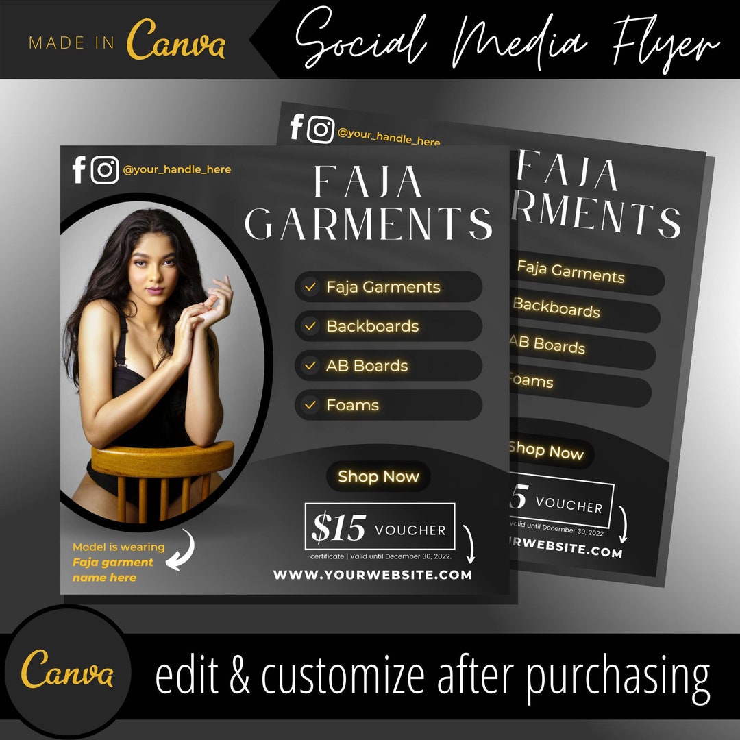Faja Compression Garment Flyer Template - Fajas Post Op Garments Flyers ...
