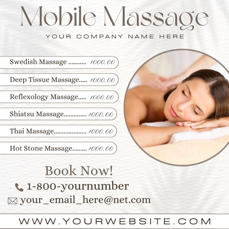 Mobile Massage Therapy Flyer Template - at Home Massage Therapist ...
