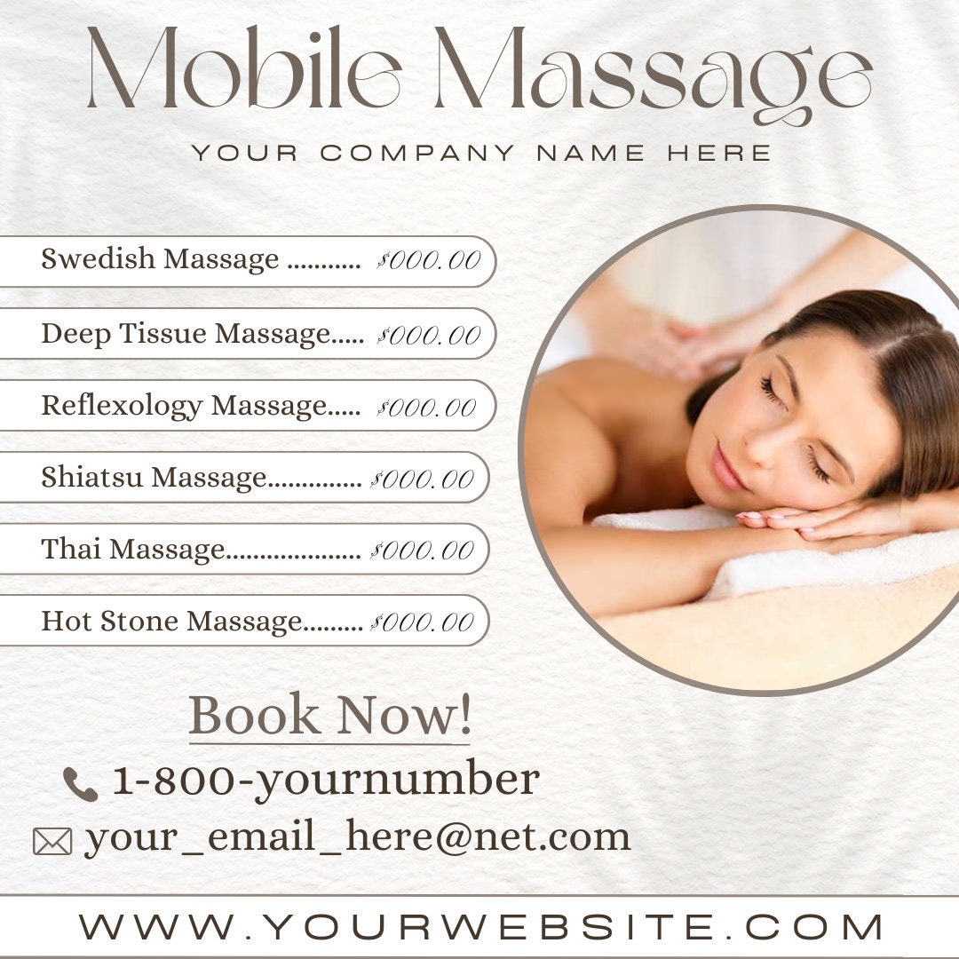 Mobile Massage Therapy Flyer Template - at Home Massage Therapist ...