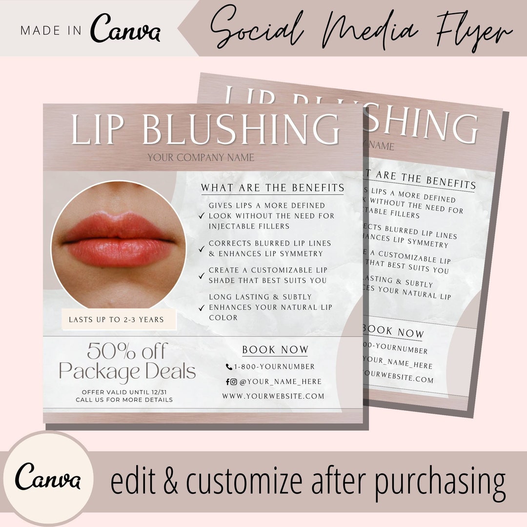 Lip Blushing Flyer Template - Semi Permanent Makeup Artist Instagram ...