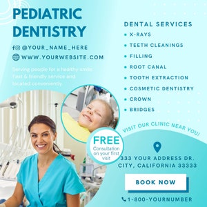Pediatric Dentistry Flyer Template - Editable Pediatrician Dentist ...