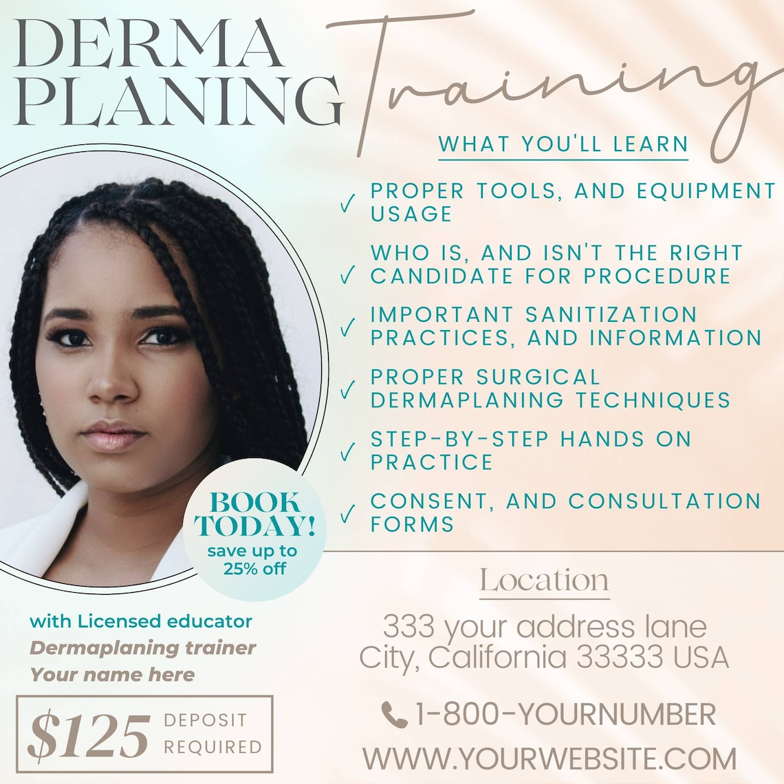 Dermaplaning Training Flyer Template Dermaplane Online | Etsy