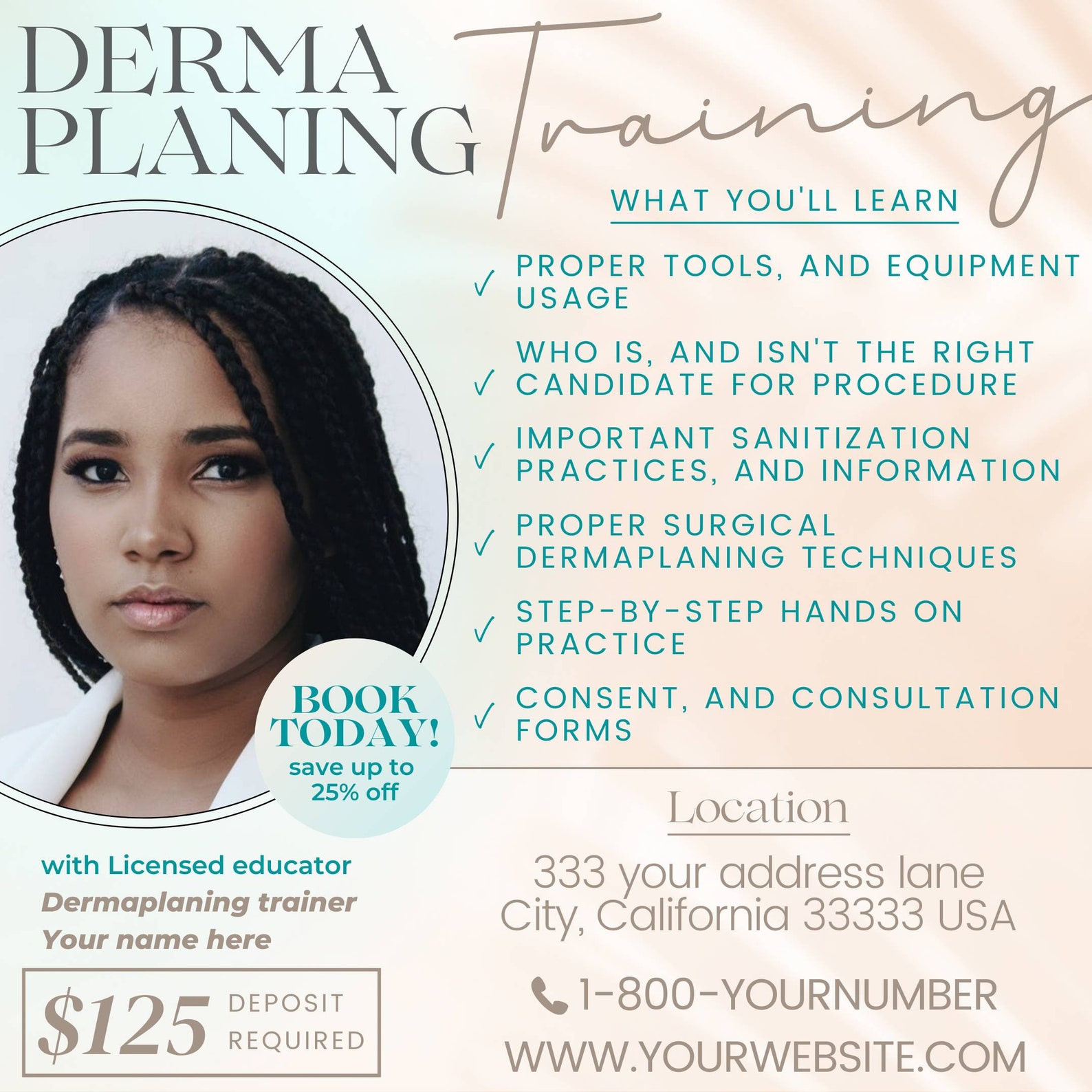 Dermaplaning Training Flyer Template Dermaplane Online | Etsy
