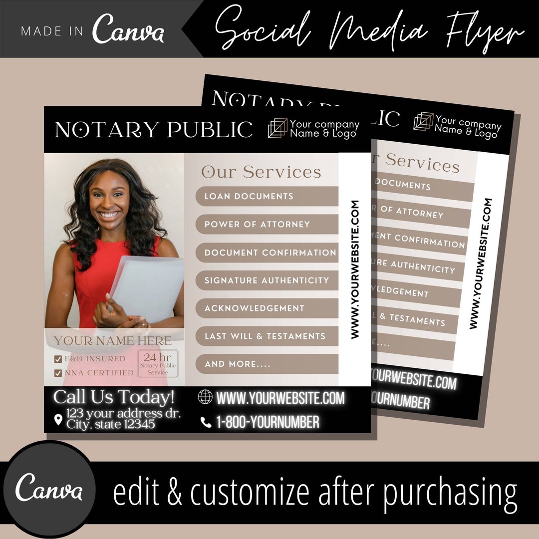 Notary Public Service Flyer Template - Editable Loan Signing Agent ...