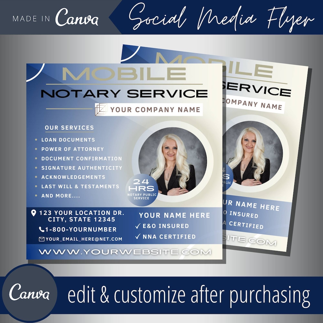 Mobile Notary Public Flyer Template - Loan Signing Agent Flyers ...