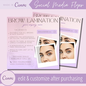 Brow Lamination Flyer Template - Editable Instagram Eyebrow Lift Perm ...