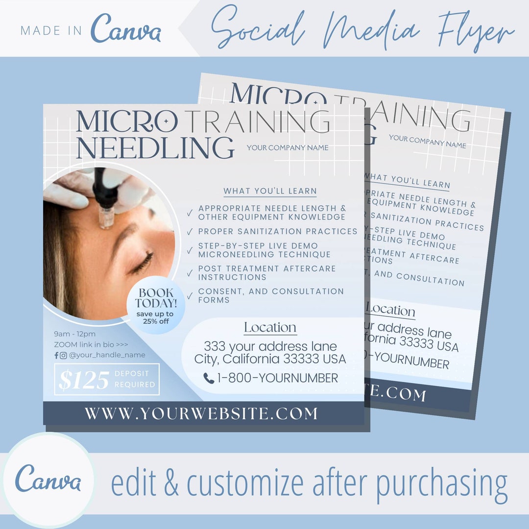 Microneedling Training Flyer Template - Micro Needling Classes Flyers ...