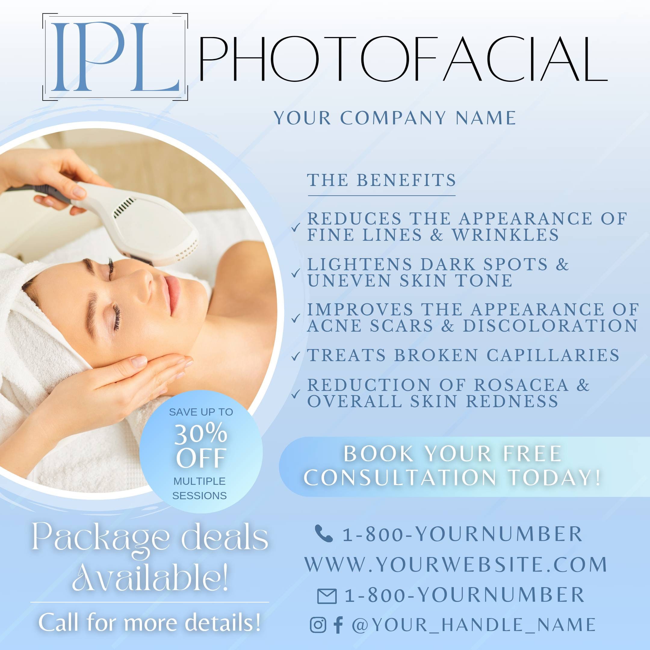 IPL Facial Treatment Flyer Template - Intense Pulsed Light Therapy ...