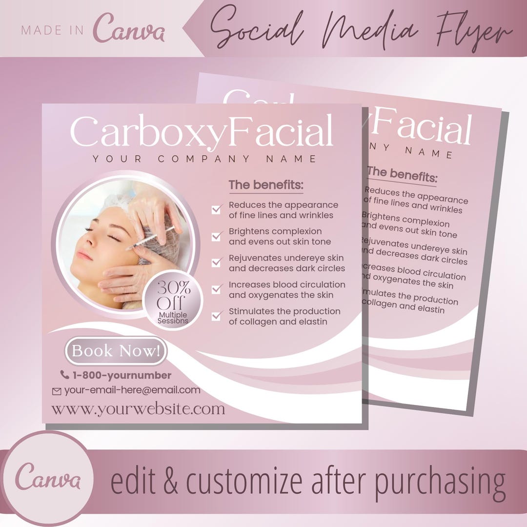 Carboxy Facial Flyer Template - Carboxy Therapy Flyers Templates ...